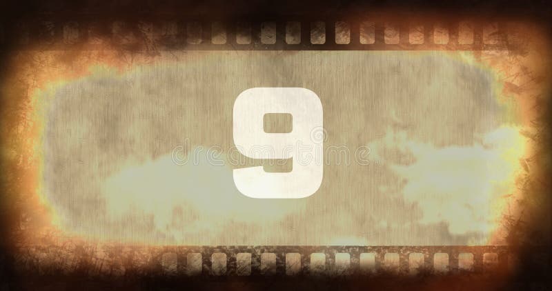 Composite of Number 9 Text Over Old Rusty Negative Camera Film with ...