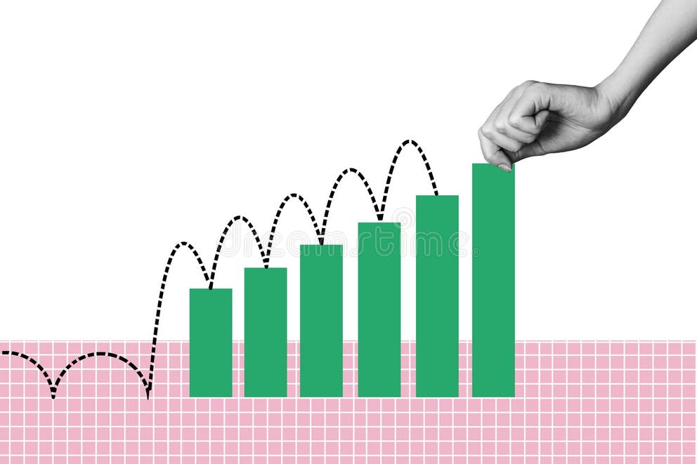 Composite Photo Collage of Hands Hold Chart Statistics Development ...