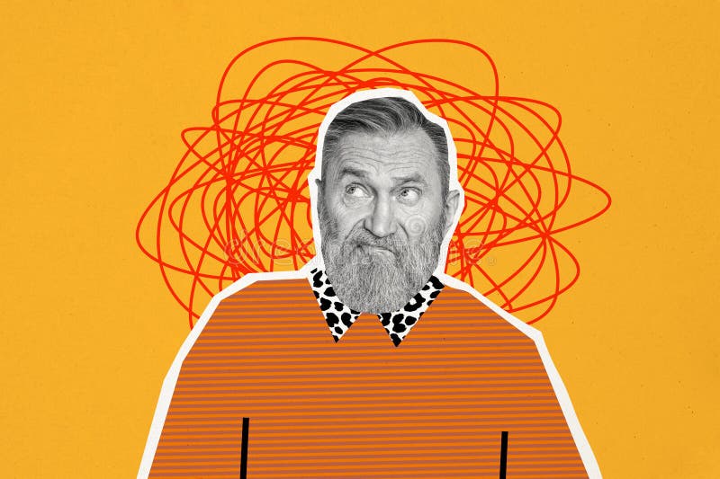 Composite Photo Collage of Old Man Stare Grimace Dissatisfied ...