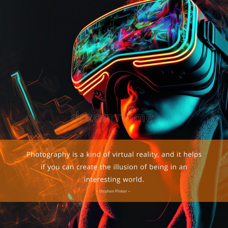 Composite of Quotes Over Caucasian Woman Using Vr Simulator Stock Image ...
