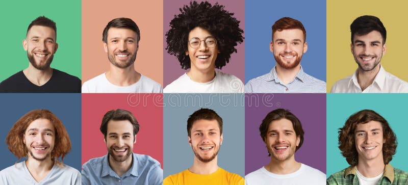Composite Set of Smiling Diverse Multicultural Men Stock Image - Image ...