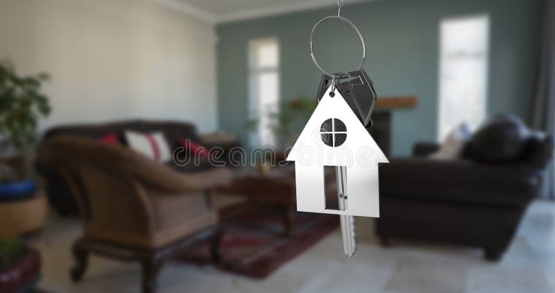 Composite of Silver House Keys Over Home Interior Stock Illustration ...