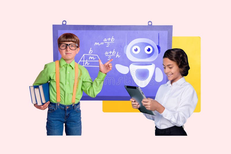 Composite Sketch Image Trend Artwork Collage of Two Boy Classmates Hold ...