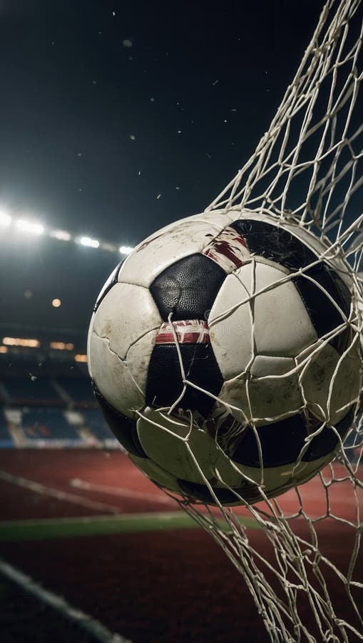 Composite of Soccer Ball in Motion Entering and Hitting Net Stock ...