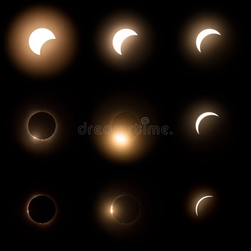 Composite of the Stages of 2024 Solar Eclipse Stock Image - Image of ...