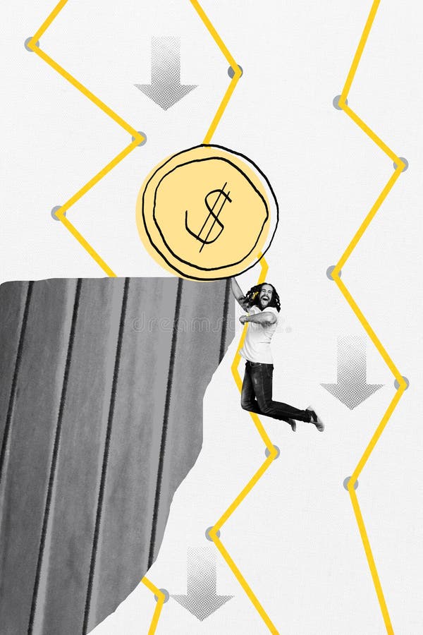 Composite Trend Artwork 3D Photo Collage of Trader Business Crisis Decrease Inflation Loss Money ...