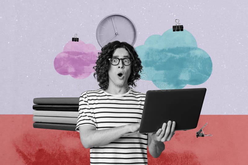 Composite Trend Artwork Sketch Image Collage of Cloud Note Sticker ...