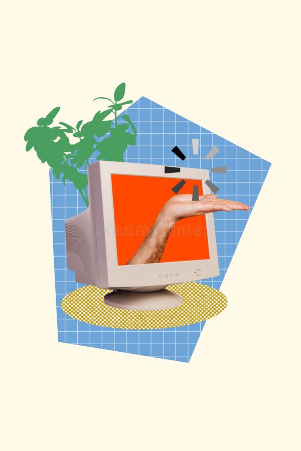 Composite Trend Artwork Sketch Image Collage of Computer Monitor ...