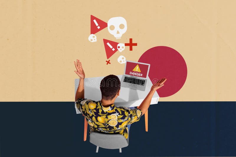 Composite Trend Artwork Sketch Image Collage of Danger Cybersecurity ...