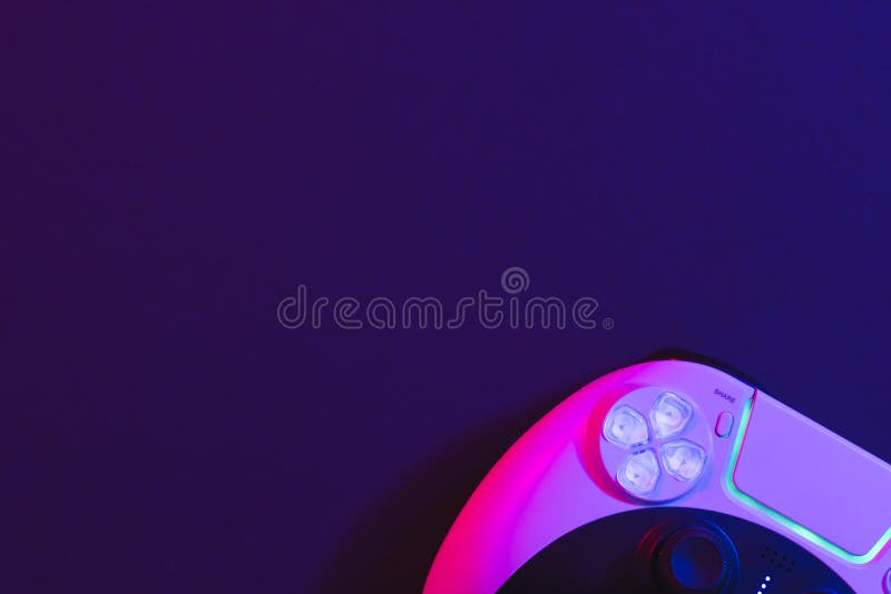 Composite of Video Game Pad and Copy Space on Neon Background Stock ...