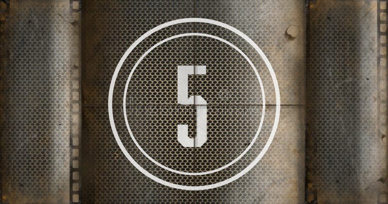 Composite of White Colored Number 5 Text in Circles Over Rusty Metallic ...