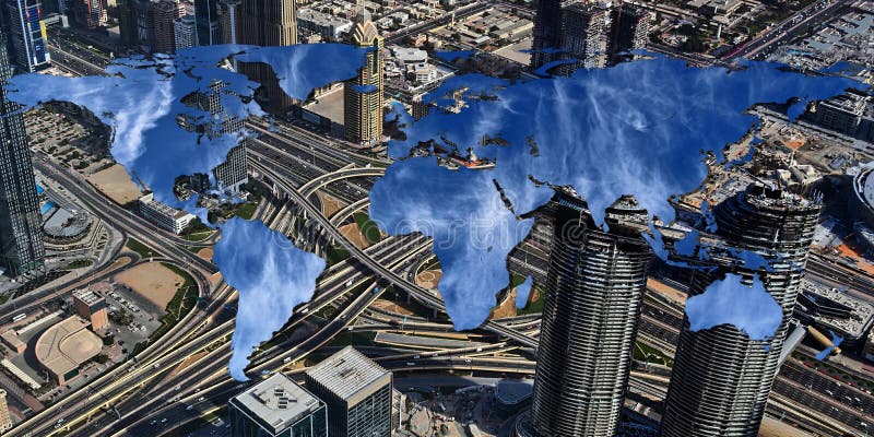 Composite of World Map with Colorful Effects Stock Image - Image of ...