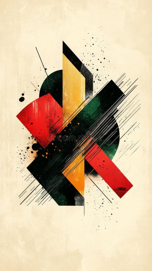 A Composition of Abstract Geometric Forms Including Circles and Shapes ...