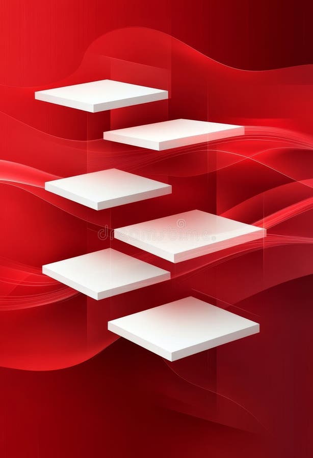 A Composition of Abstract Geometric Forms with Overlapping Red and ...