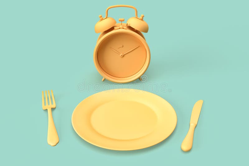 Composition with Alarm Clock, Plate and Utensils Stock Illustration ... Composition with Alarm Clock, Plate and Utensils Stock Illustration ...