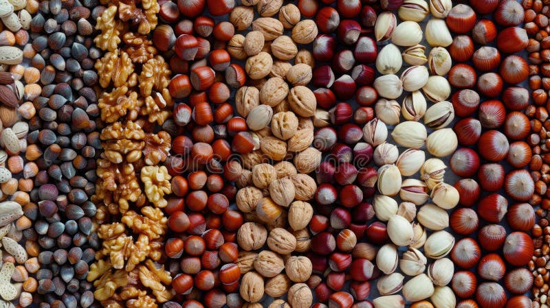 Composition of All Kinds of Shelled Nut Kernels Stock Illustration ...