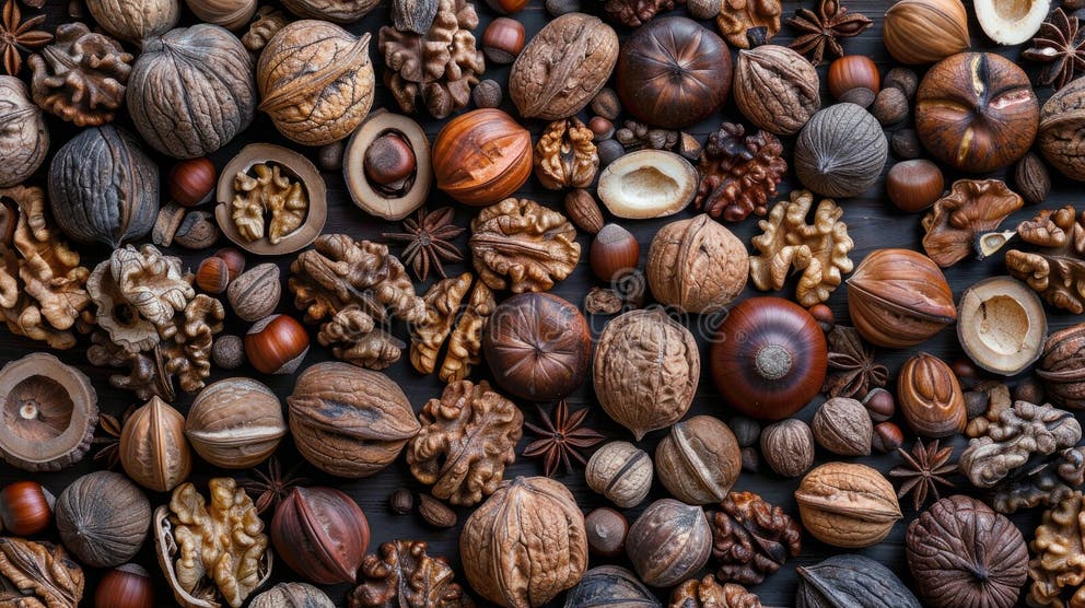 Composition of All Types of Walnut Stock Illustration - Illustration of ...