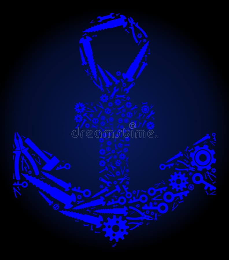 Composition Anchor of Industrial Tools in Blue Colors Stock Vector ...