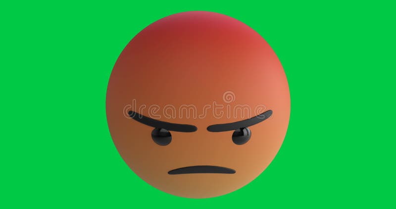 Composition of Angry Emoji Icon on Green Background Stock Illustration ...