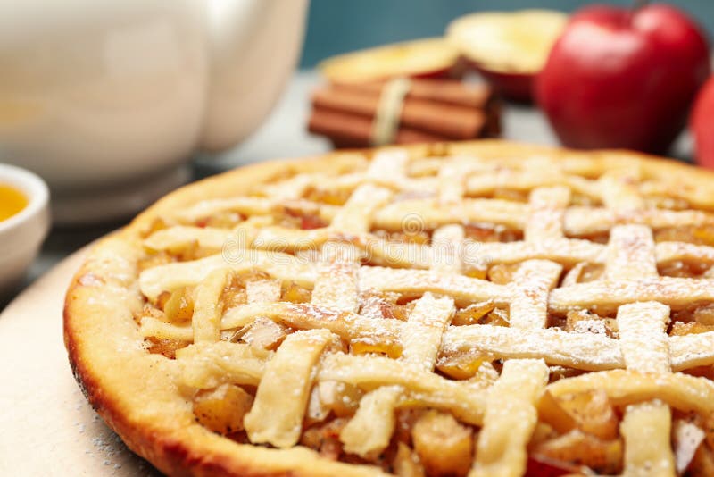 Composition with Apple Pie and Ingredients Close Up. Homemade Food ...