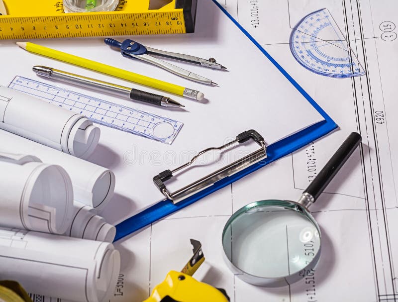 Architect tools stock image. Image of drawing, mechanics - 7876903