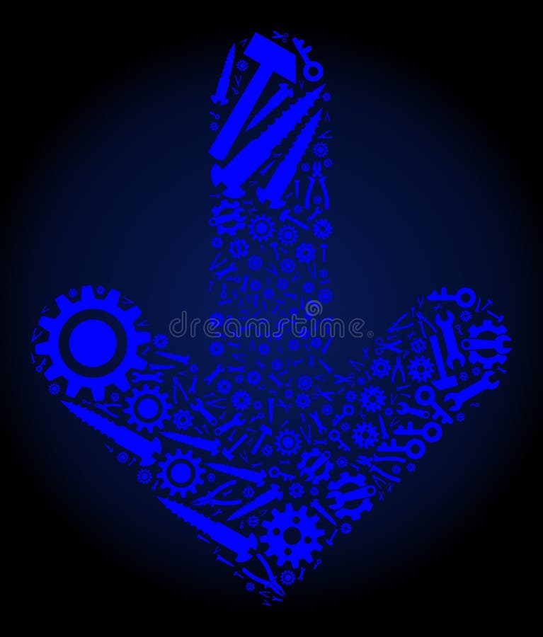 Composition Arrow Down of Industrial Tools in Blue Colors Stock Vector ...
