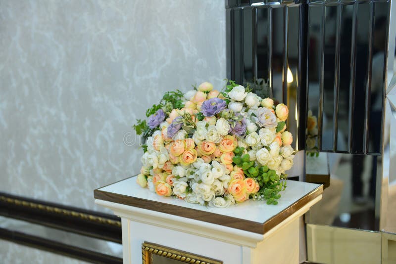 Composition with Artificial Flowers Bouquet in the Vase Stock Image ...