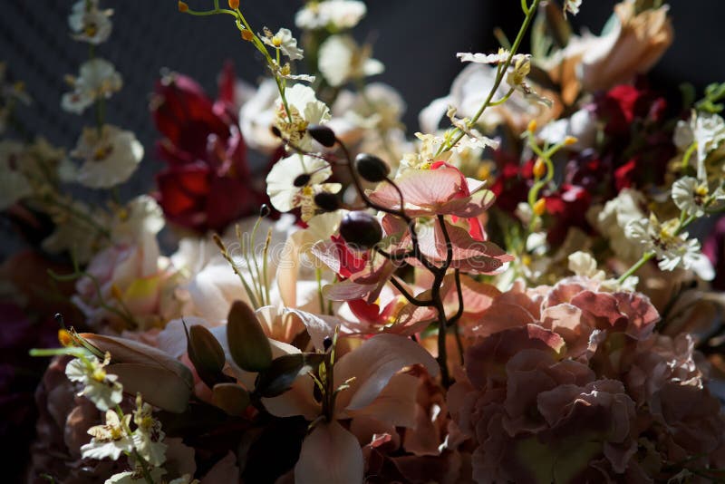 The Composition of Artificial Flowers Stock Image - Image of place ...