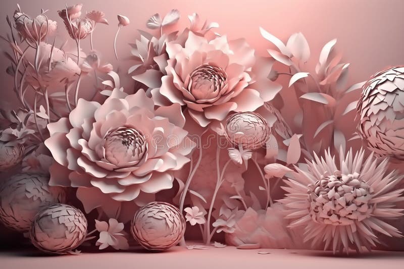 Composition of Ash Pink Artificial Flowers on a Ash Pink Background ...