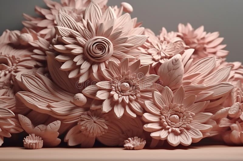 Composition of Ash Pink Artificial Flowers on a Gray Background ...