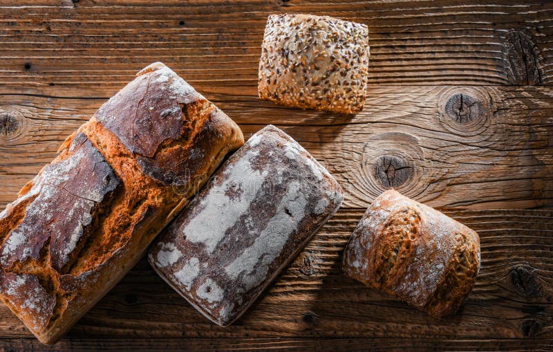 Composition with Assorted Bakery Products on Wooden Table Stock Image ...