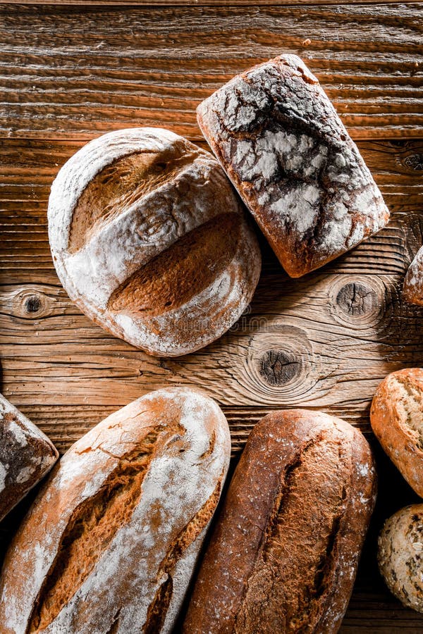 Composition with Assorted Bakery Products on Wooden Table Stock Image ...