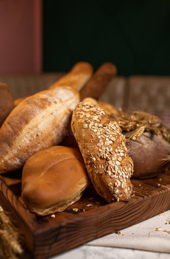 The Composition of Assorted Fresh Delicious Bread Products Stock Image ...