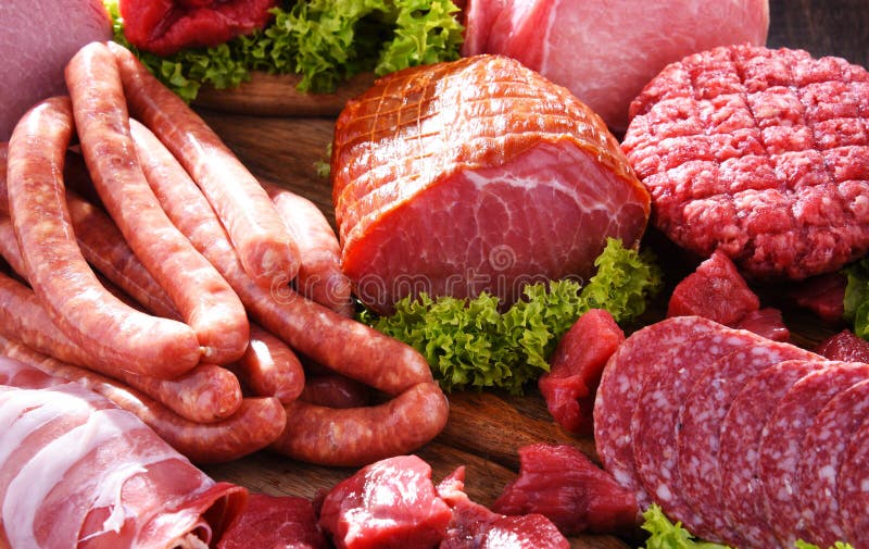 Composition with Assorted Meat Products Stock Photo - Image of assorted ...