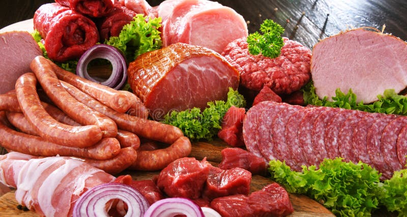 Composition with Assorted Meat Products Stock Image - Image of assorted ...