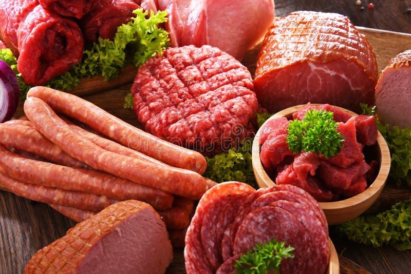 Composition with Assorted Meat Products Stock Image - Image of uncooked ...