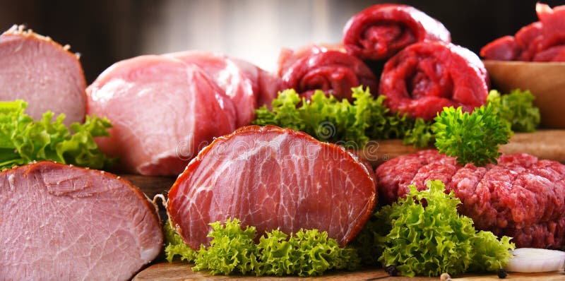 Composition with Assorted Meat Products Stock Image - Image of chop ...