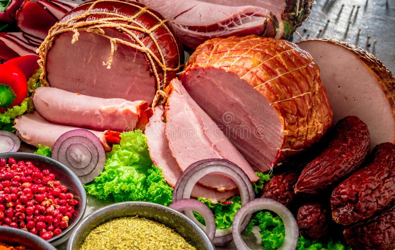 Composition with Assorted Meat Products Stock Image - Image of assorted ...