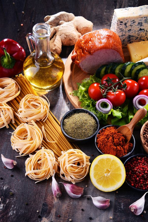 Composition with Assorted Organic Food Products on the Table Stock ...