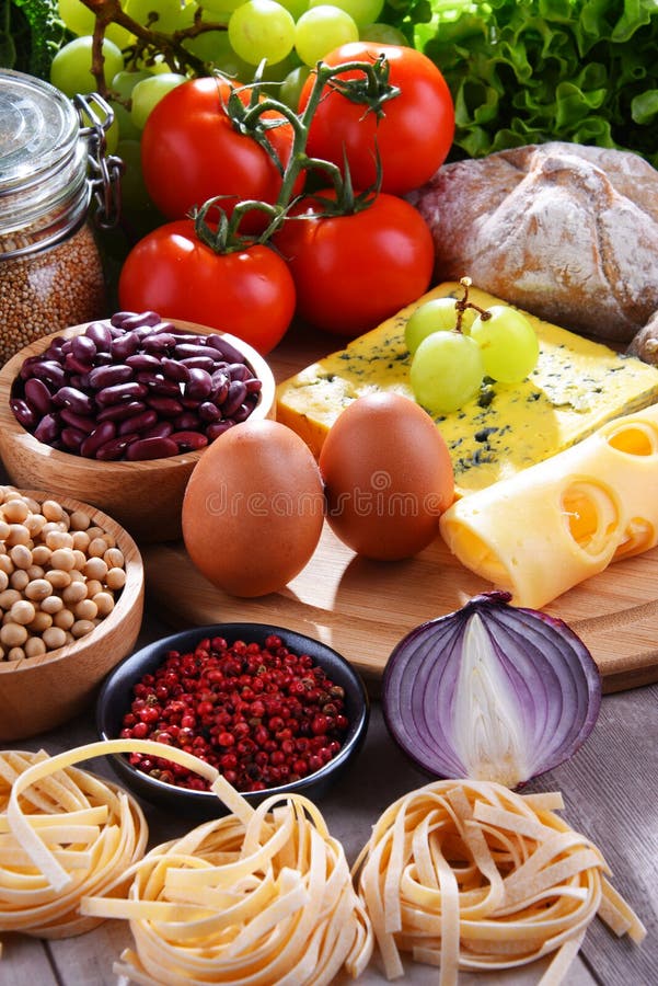 Composition with Assorted Organic Food Products on the Table Stock ...