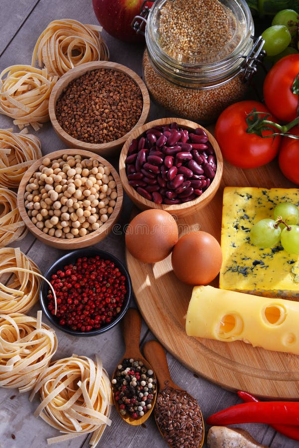 Composition with Assorted Organic Food Products on the Table Stock ...