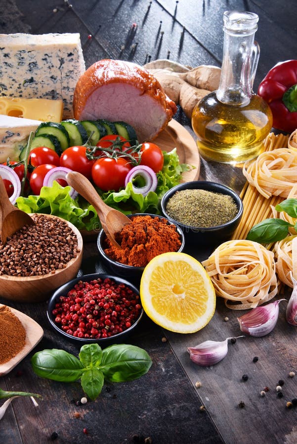 Composition with Assorted Organic Food Products on the Table Stock ...