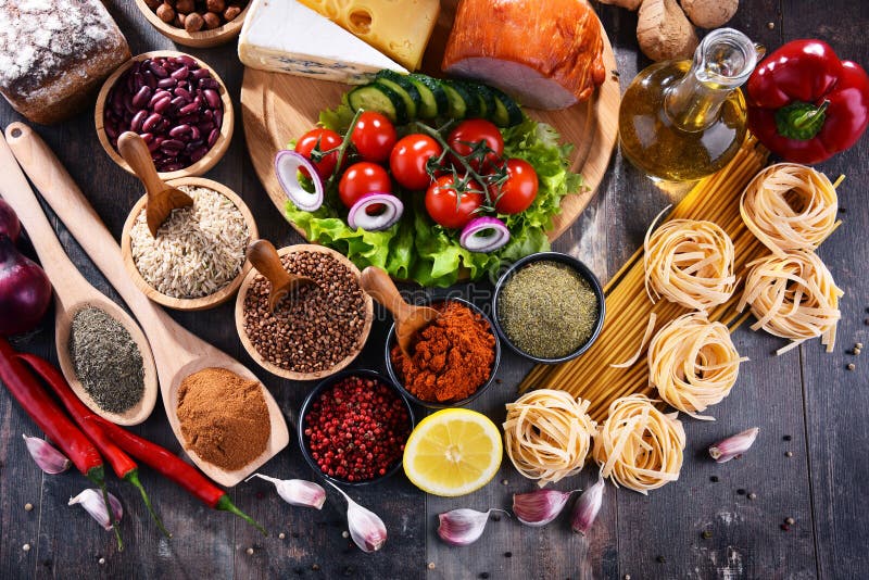 Composition with Assorted Organic Food Products on the Table Stock ...