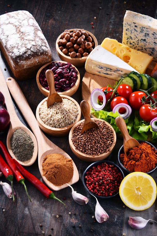 Composition with Assorted Organic Food Products on the Table Stock ...