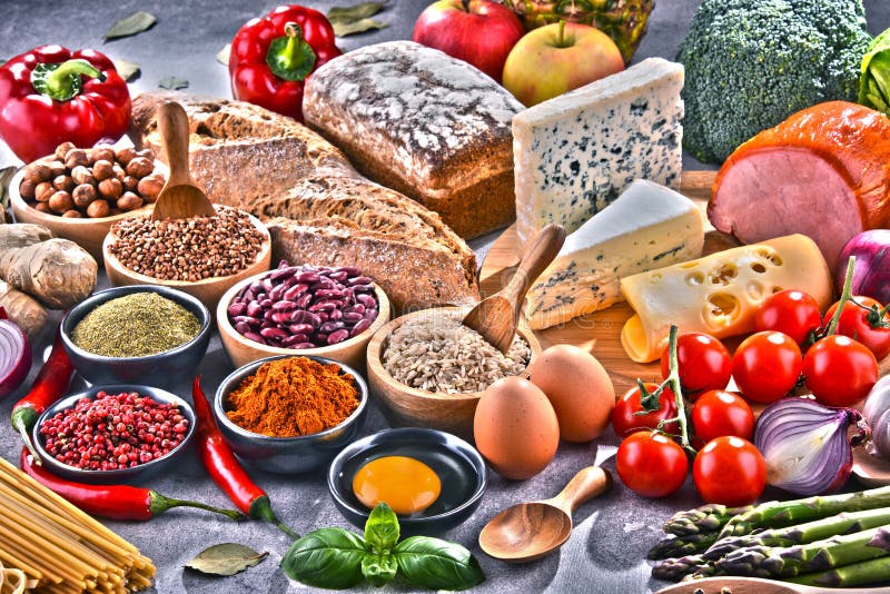 Composition with Assorted Organic Food Products on the Table Stock ...