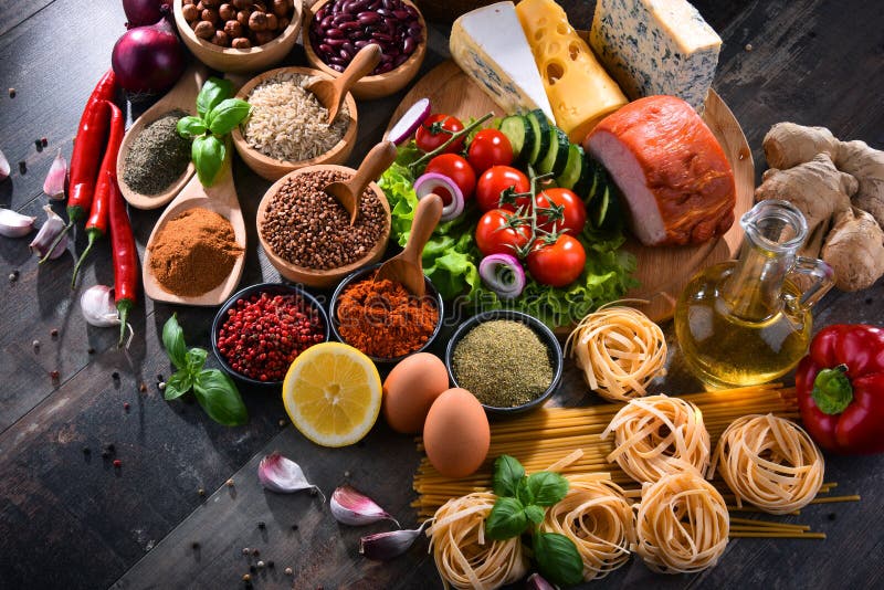 1,032 Composition Assorted Organic Food Products Table Stock Photos ...