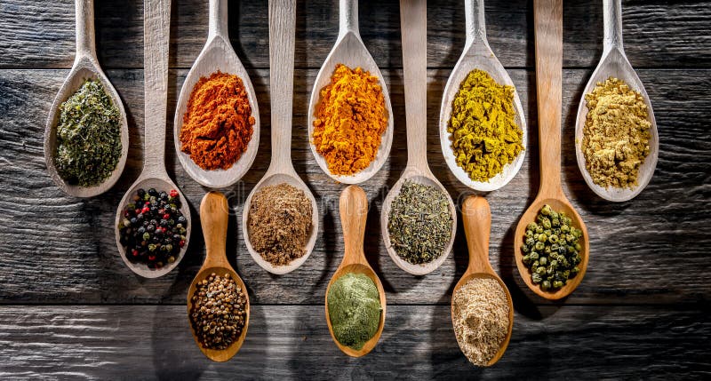 Composition with Assortment of Spices and Herbs Stock Image - Image of ...