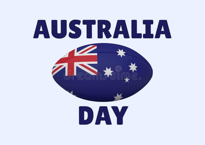Composition of Australia Day Text Over Rugby Ball with Flag of ...