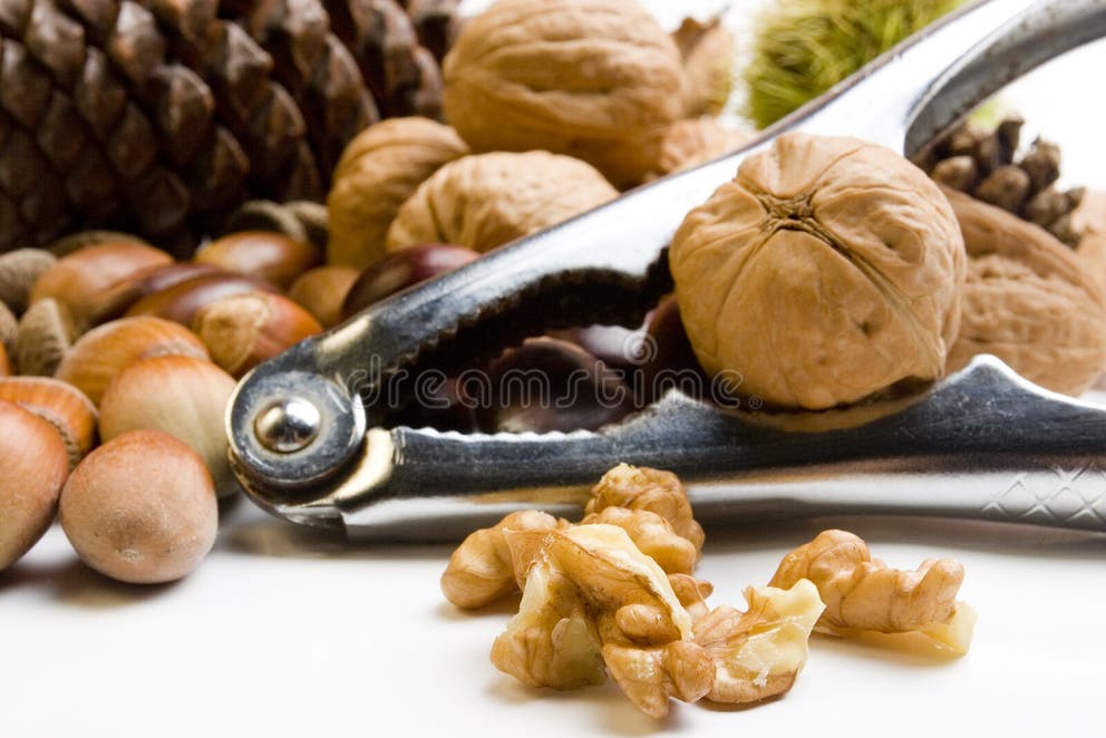 Composition with Autumnal Fruits and Nutcrackers Stock Photo - Image of ...