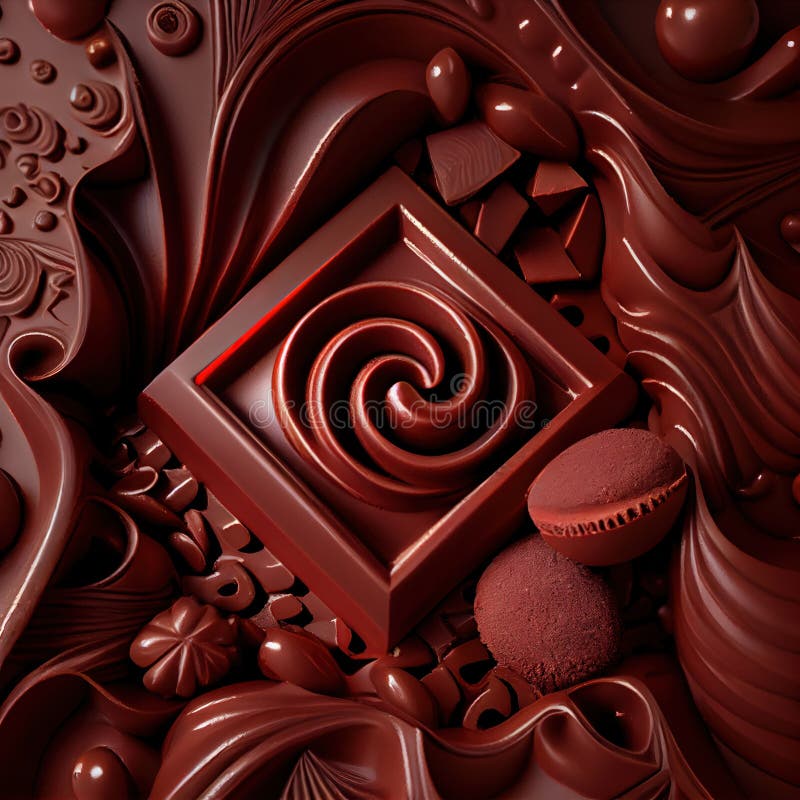 Composition of Bars and Pieces of Different Dark Chocolate. Stock ...